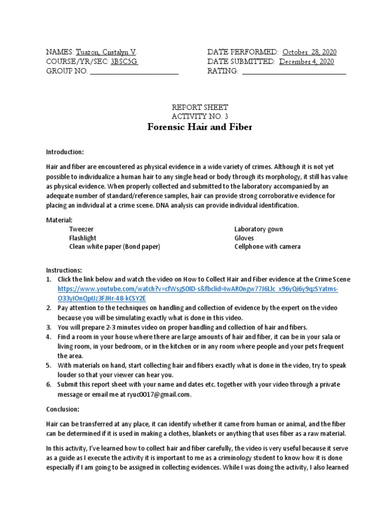 Forensic Hair and Fiber | PDF | Crime Scene | Forensics