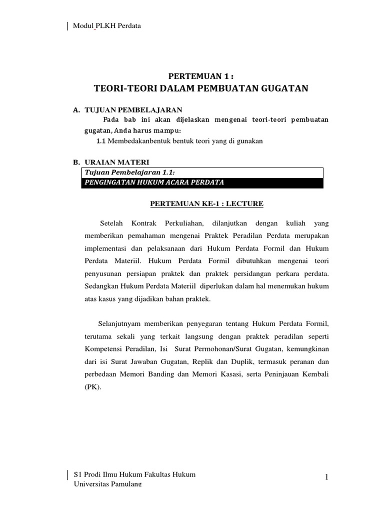 PERTEMUAN PLKH Perdata | PDF | Ilmu Sosial | Sains & Matematika
