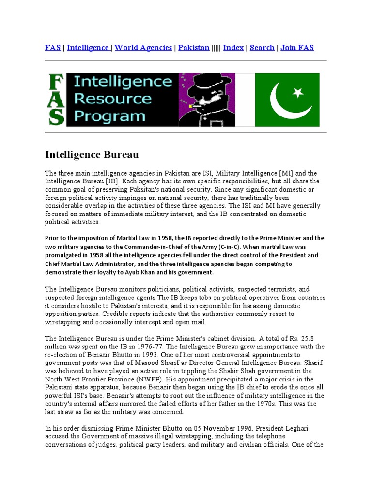 An Overview of Pakistan's Three Main Intelligence Agencies ...