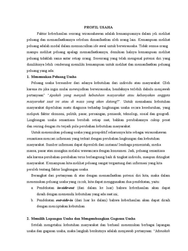 Profil Usaha (Print) | PDF