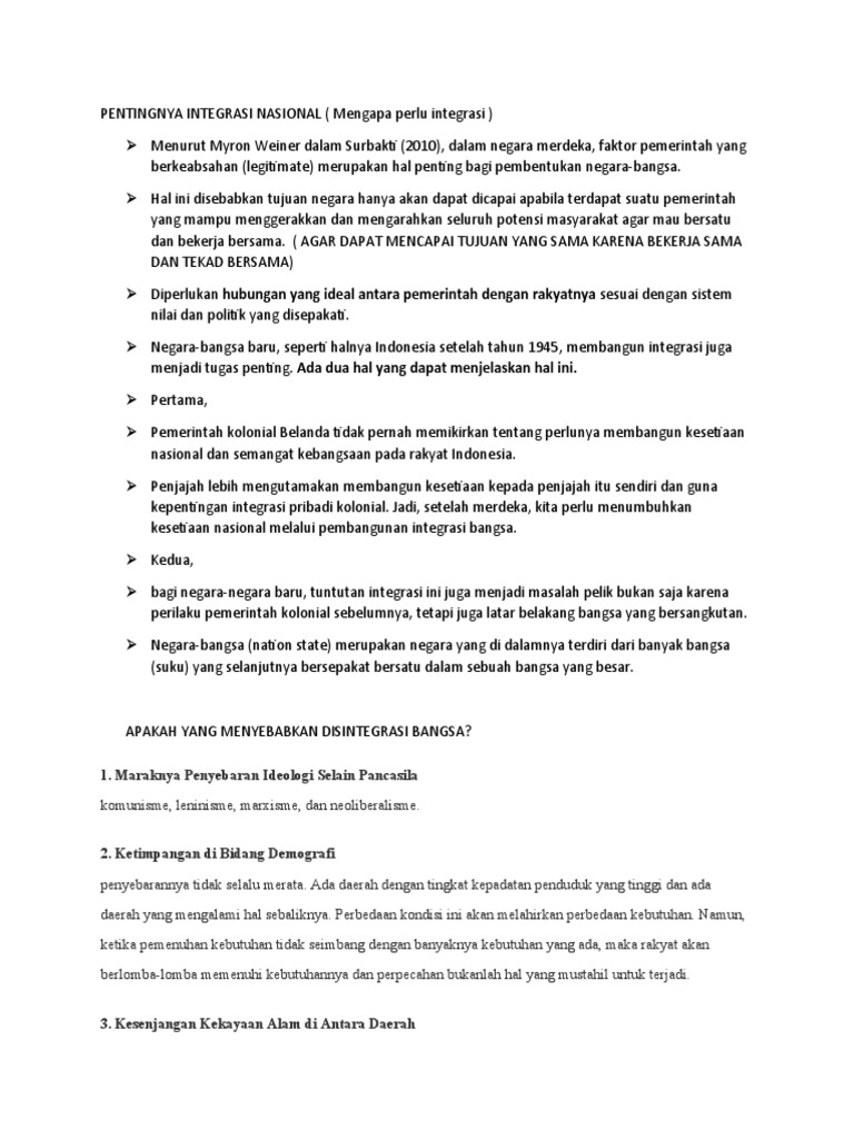 Pentingnya Integrasi Nasional di Indonesia | PDF