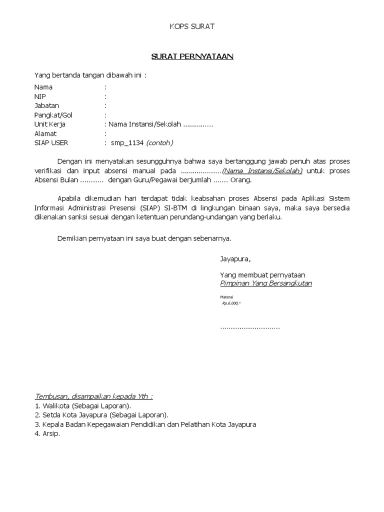 Contoh Surat Permohonan Dispensasi Absensi Manual | PDF