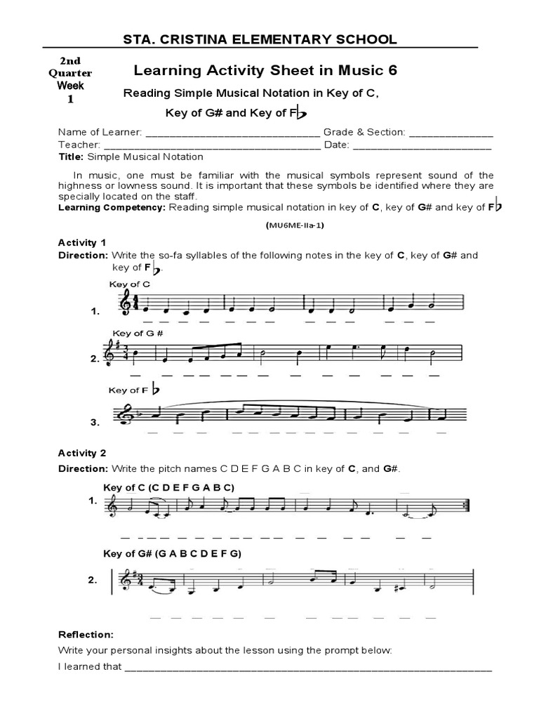 Music and Arts Learning Activities 6 | PDF | Drawing | Musical Notation