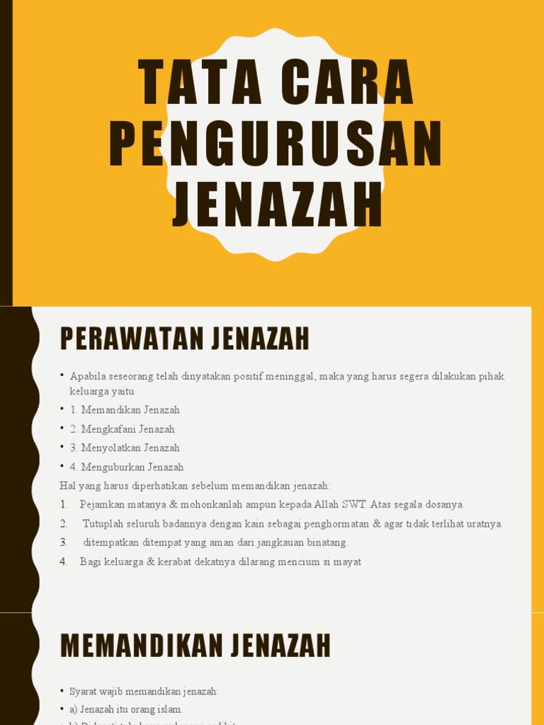 Tata Cara Pengurusan Jenazah | PDF