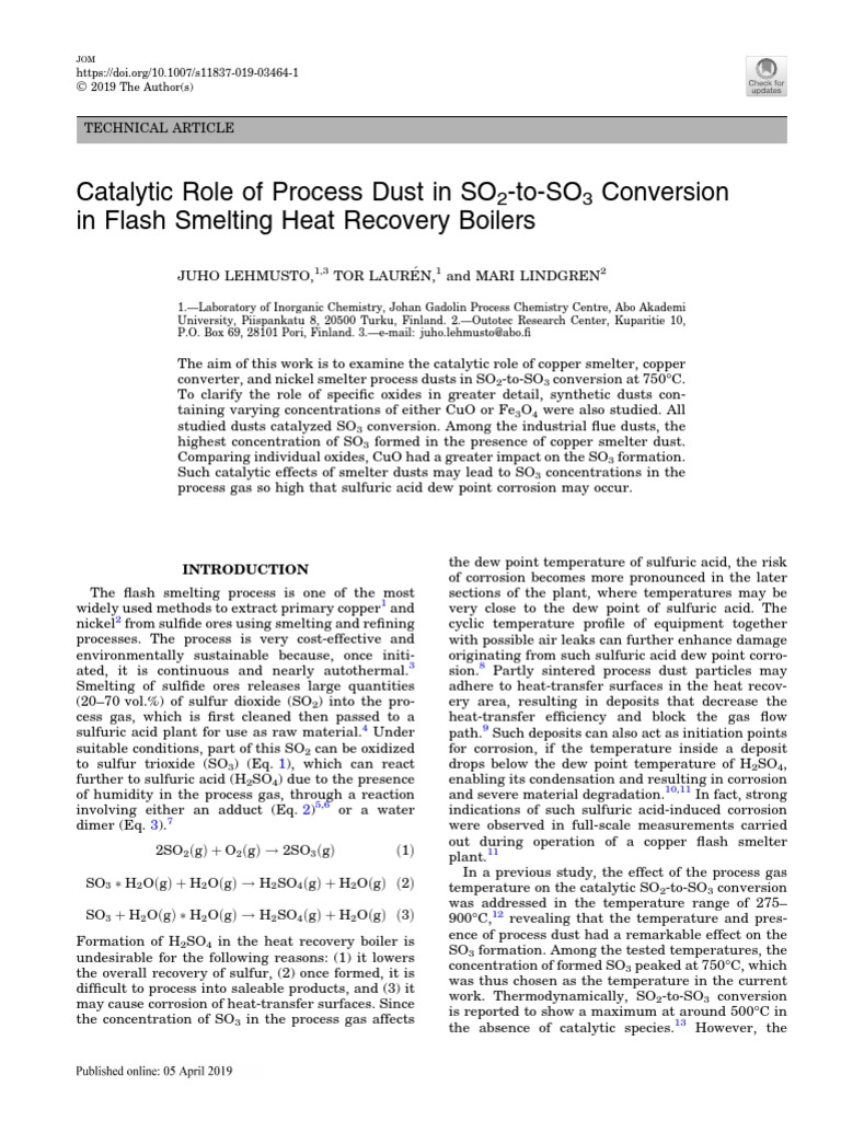 Catalytic Role of Dust in SO2-SO3 Conversion | PDF | Sulfur Dioxide ...