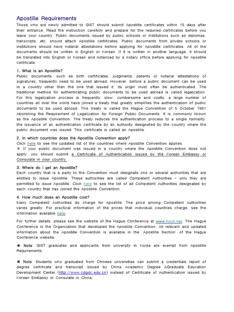Apostille Requirements 1 | PDF | Further Education | Business