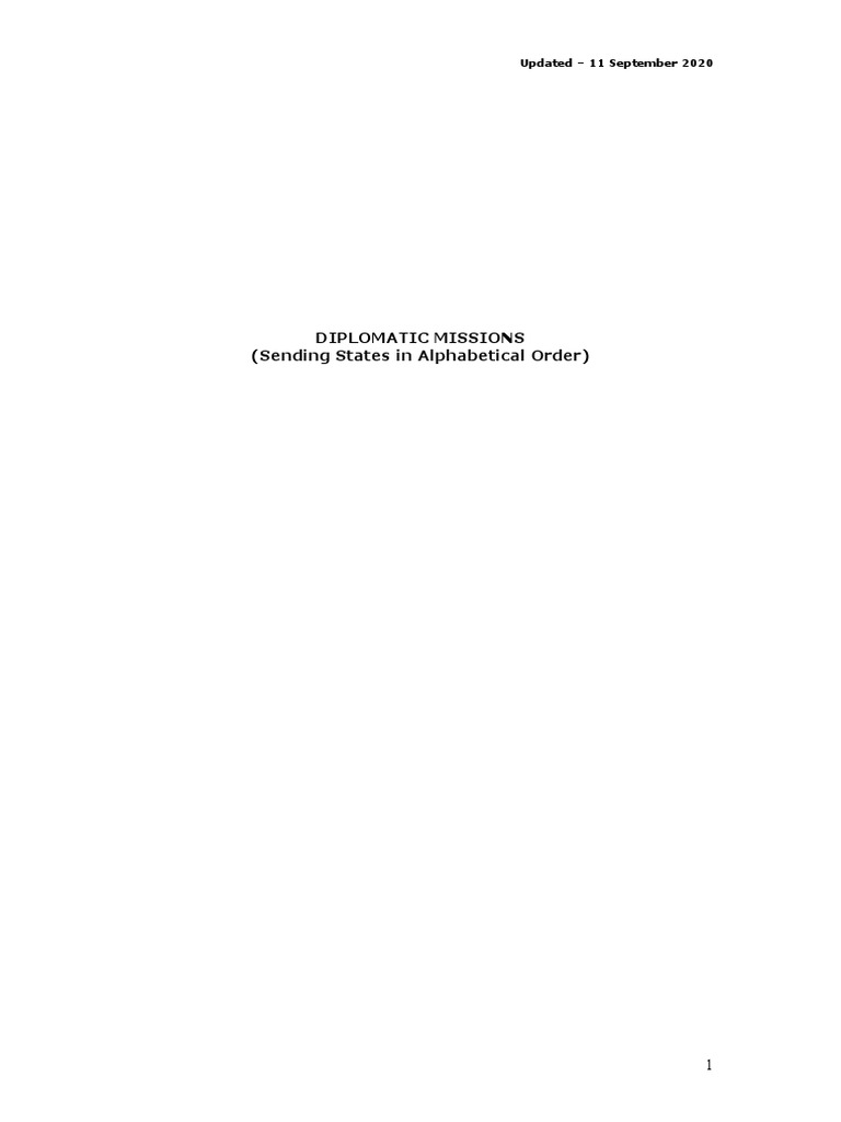 Diplomatic List | PDF | Diplomatic Rank | Diplomatic Mission