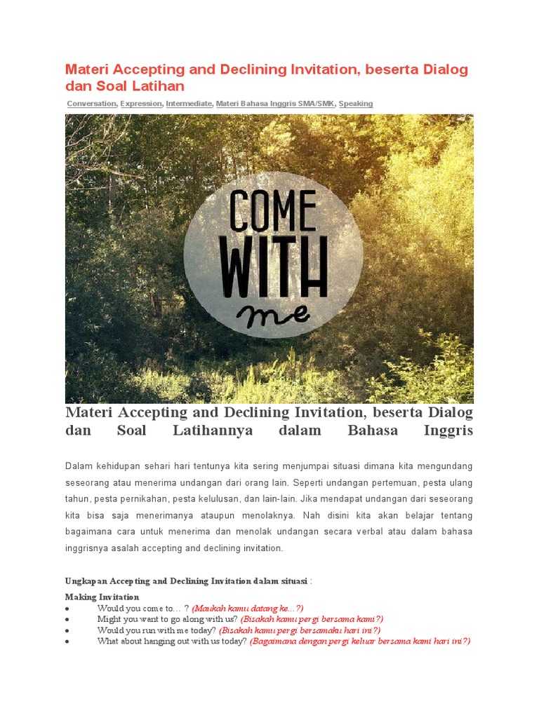 Materi Accepting and Declining Invitation | PDF