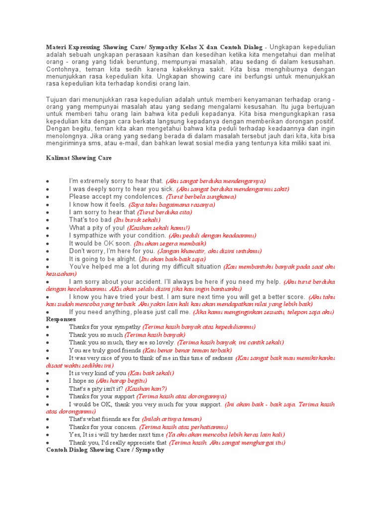 Materi Expressing Showing Care | PDF