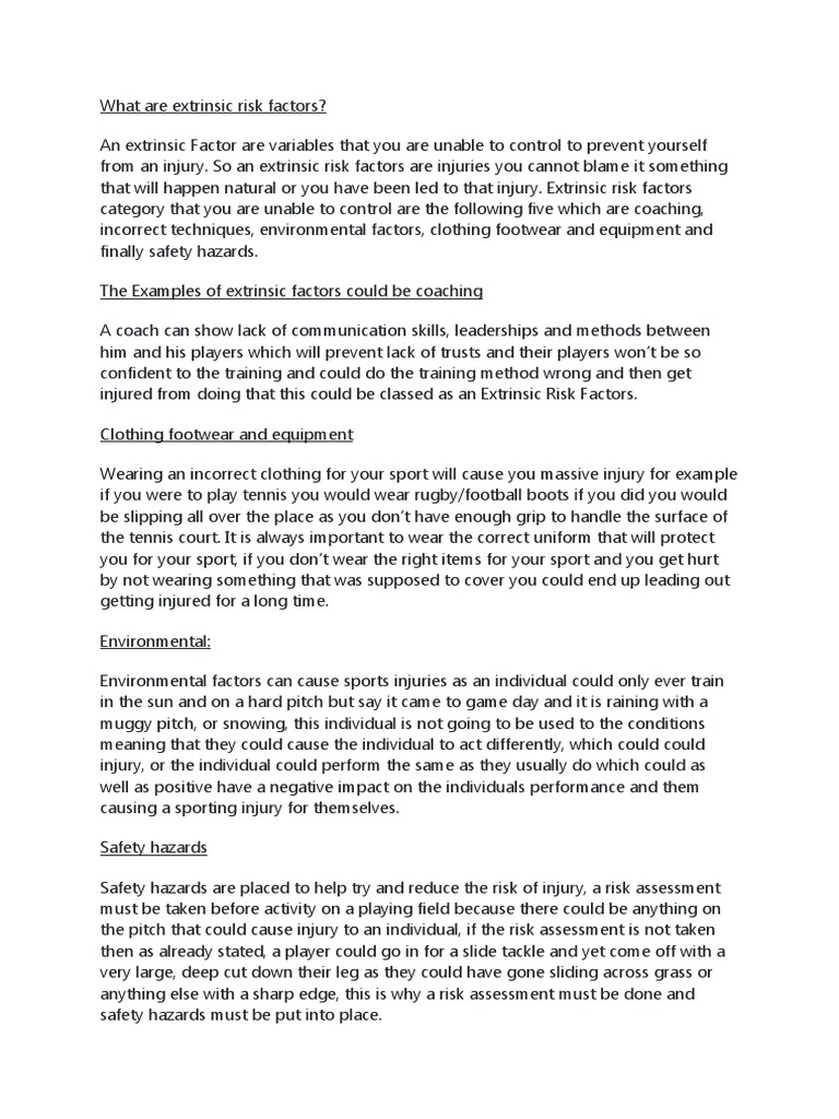 What Are Extrinsic Risk Factors | PDF | Flexibility (Anatomy) | Risk