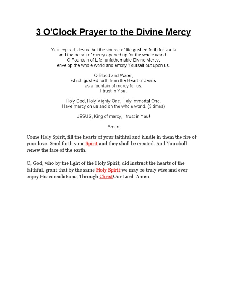 3 O'Clock Divine Mercy Prayer | PDF
