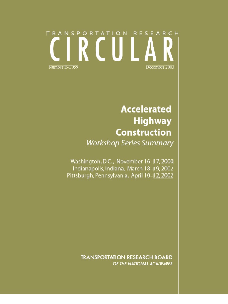 Accelerated Highway Construction: Workshop Series Summary | PDF ...