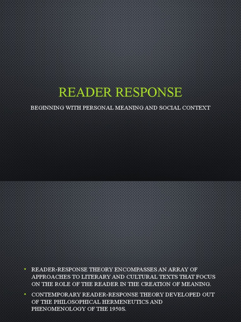 Understanding Reader-Response Theory | PDF | Cognition | Psychology