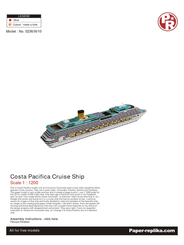 Costa Pacifica Cruise Ship: Model: No. 0236/III/10 | PDF