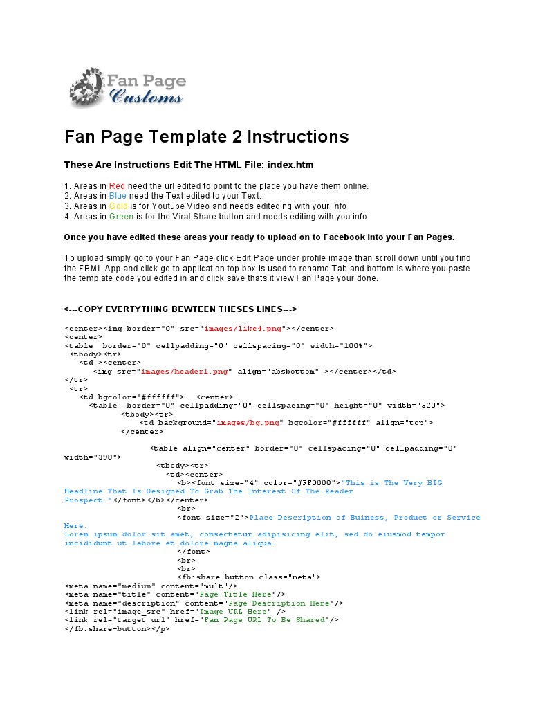 Fan Page Template2 Instructions | PDF | Online Services | Human ...