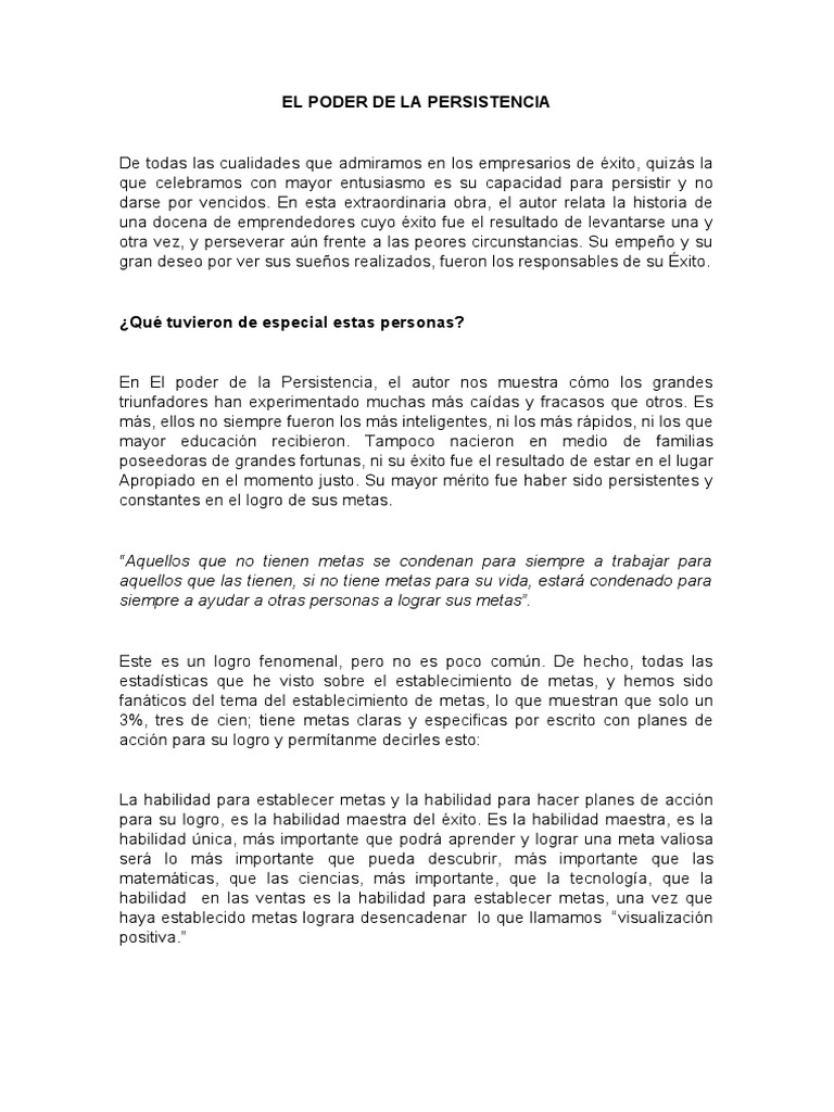 El Poder de La Persistencia | PDF | Vida | Autoestima