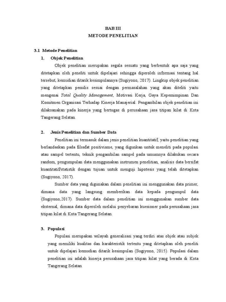 (Bab Iii) Proposal Skripsi Kuantitatif | PDF