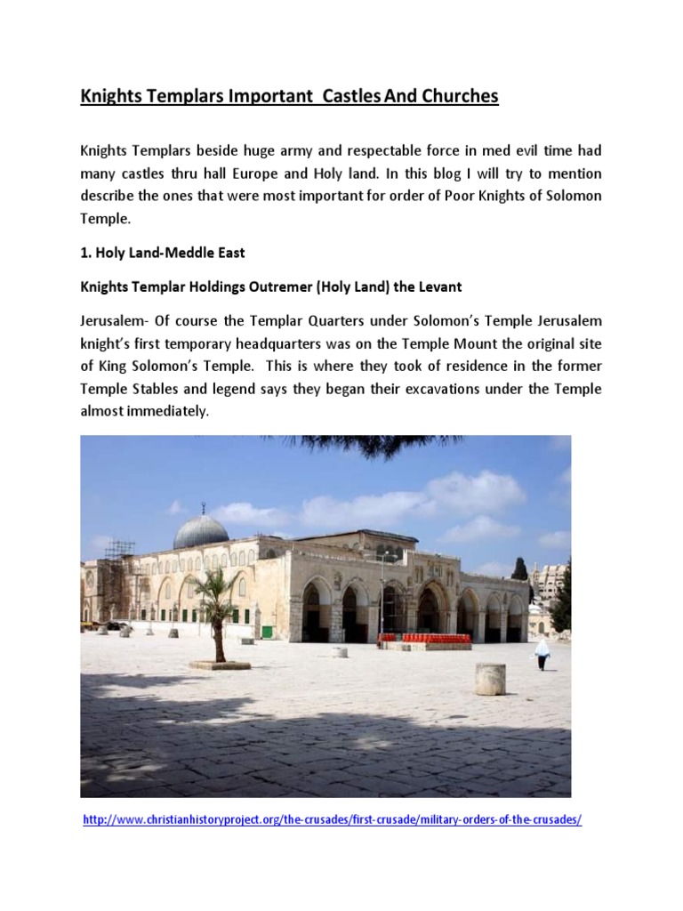 Knights Templars Important Castles and C | PDF | Knights Templar ...