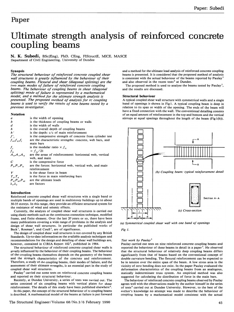 Shear Wall - Coupling | PDF | Beam (Structure) | Bending