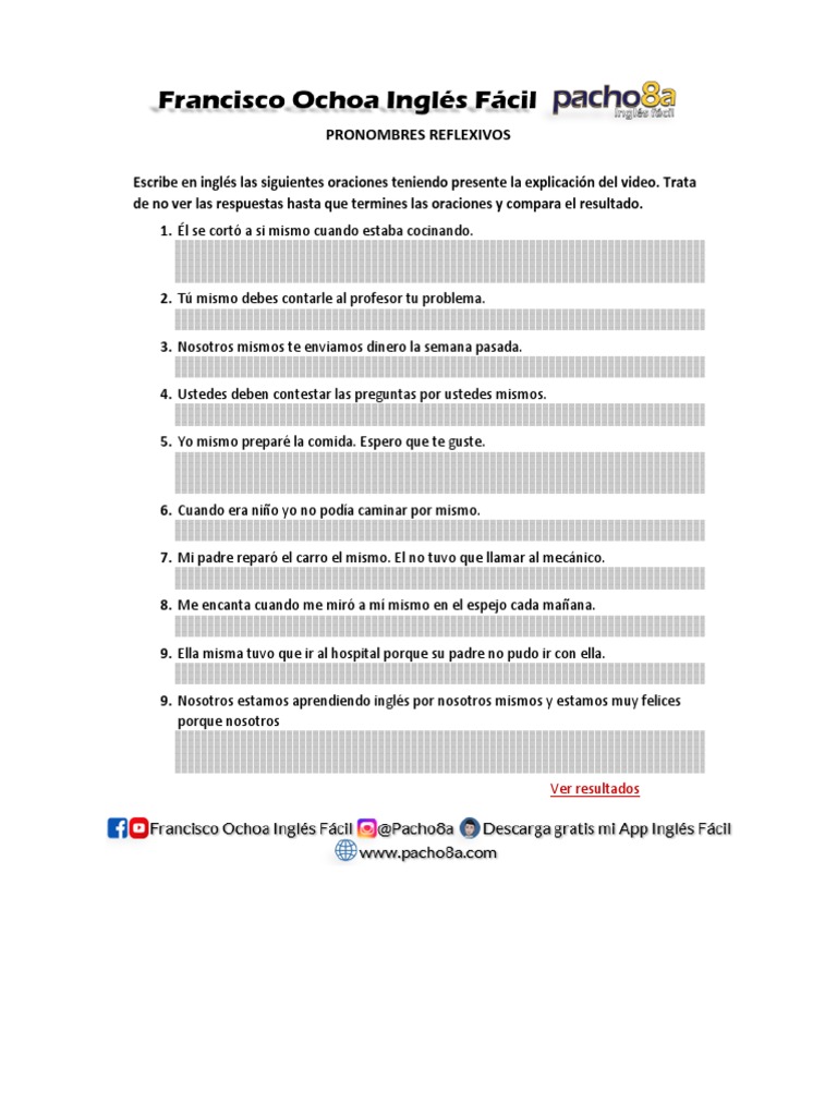 Ejercicios de pronombres reflexivos en inglés | PDF | Música grabada