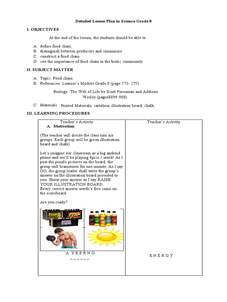 The Interconnected Web of Life: A Comprehensive Lesson Plan on Food ...