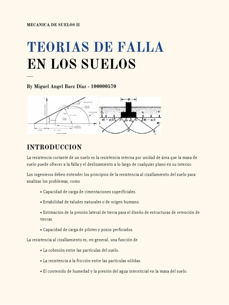 Teorías de Falla en Mecánica de Suelos | PDF | Fundación (Ingeniería) | Mecánica de suelos