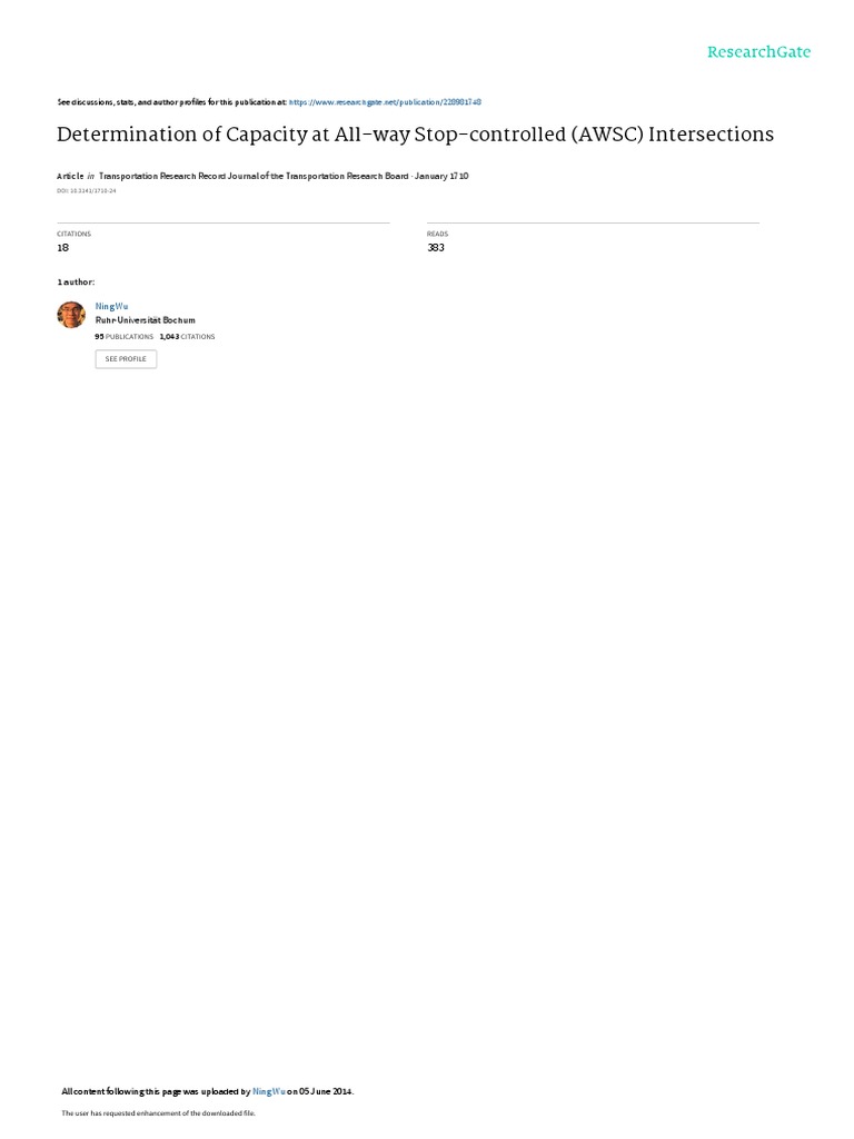 Determination of Capacity at All-Way Stop-Controlled (AWSC ...