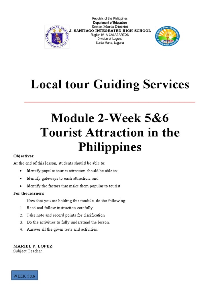 Week 5&6 - Local Tour Guiding LM | PDF | Philippines | Nature
