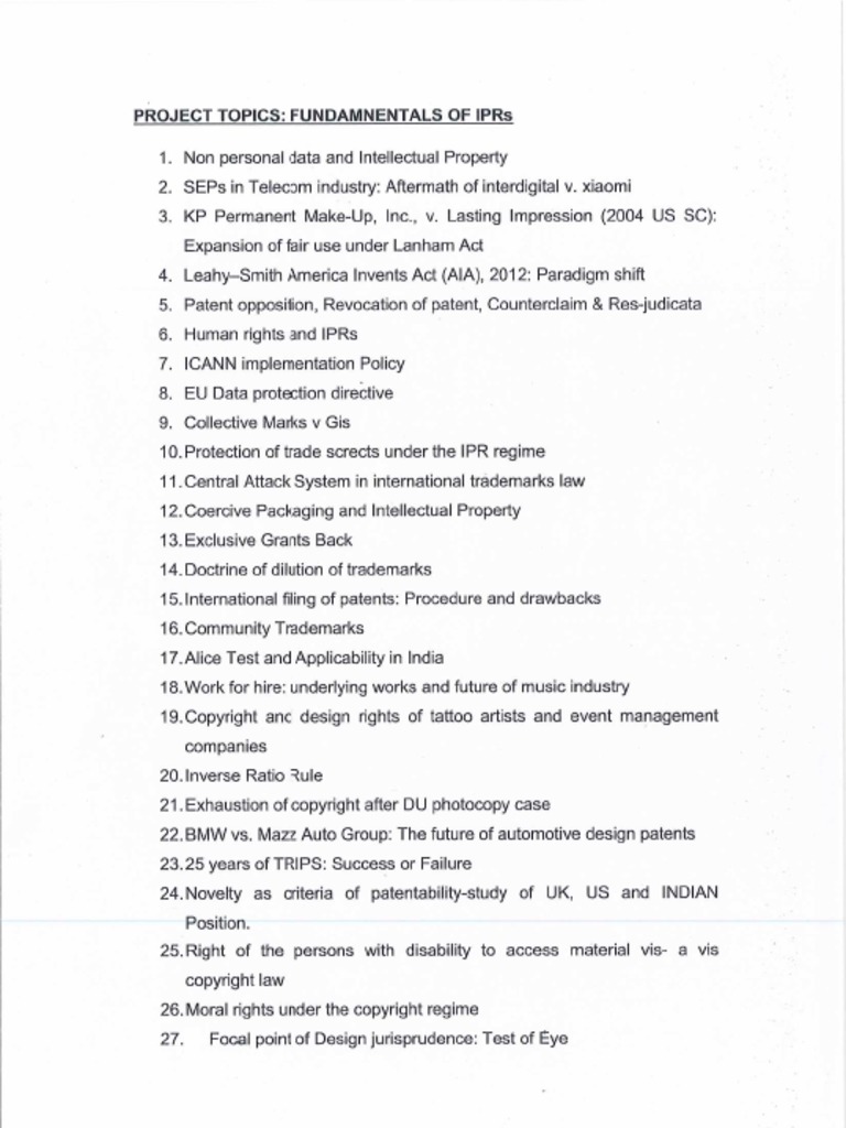 Fundamels of Ipr Project | PDF