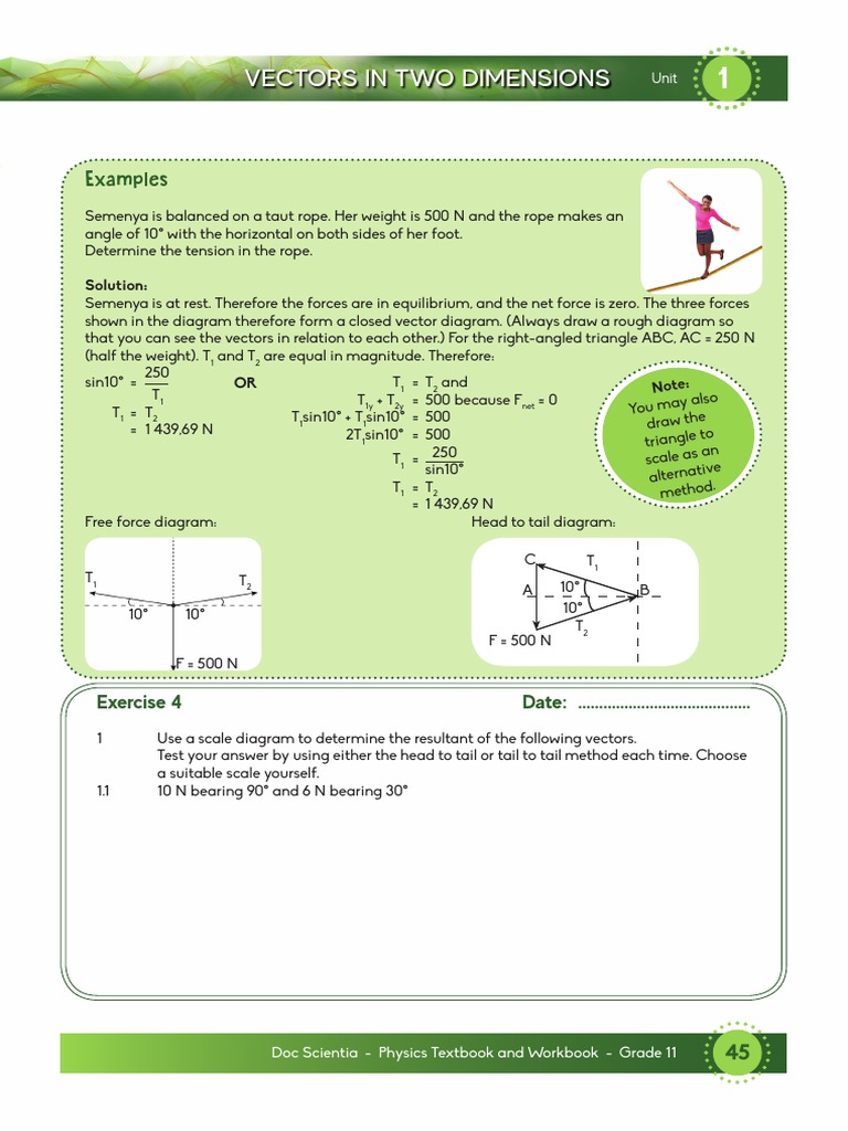 Vectors in Two Dimensions: Examp Es | PDF | Force | Weight