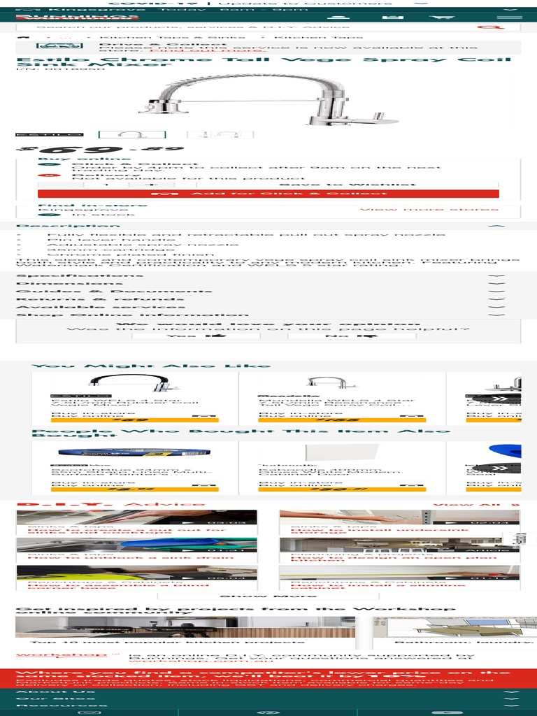 Estilo Chrome Tall Vege Spray Coil Sink Mixer Bunnings Warehouse | PDF ...