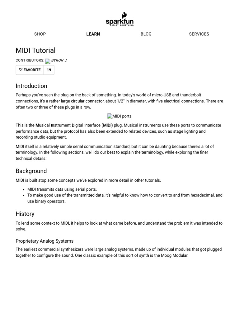 MIDI Tutorial | PDF | Synthesizer | Network Topology
