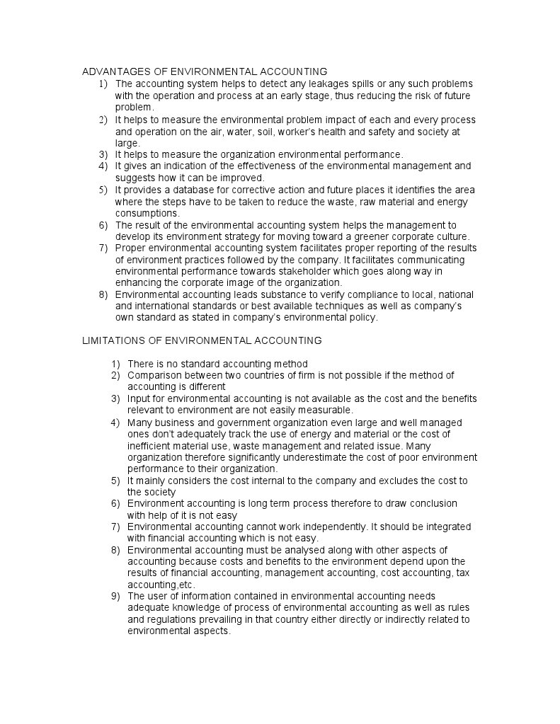 Advantages of Environmental Accounting | PDF | Environmental Policy ...