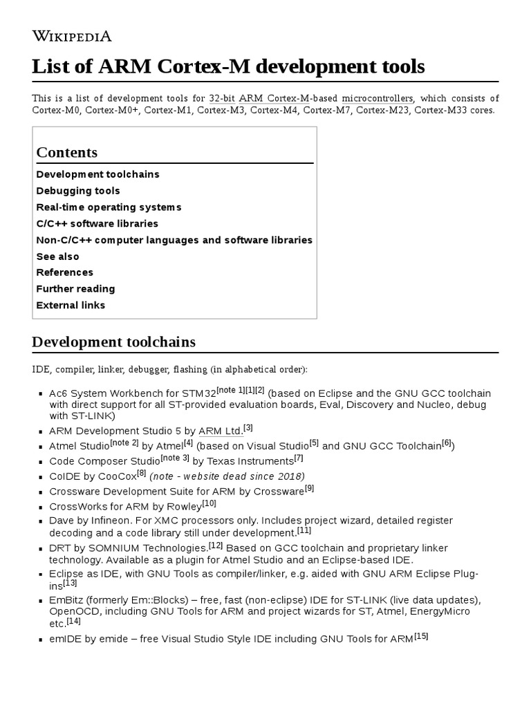 List of ARM Cortex-M Development Tools | PDF | Arm Architecture | Computer Programming