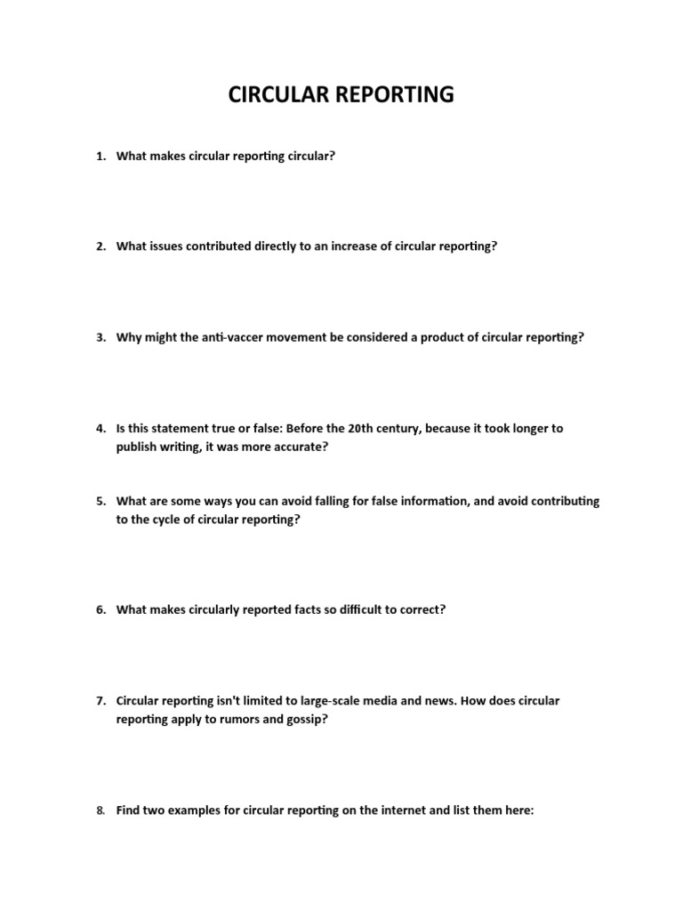 Circular Reporting | PDF | Politics | Social Science