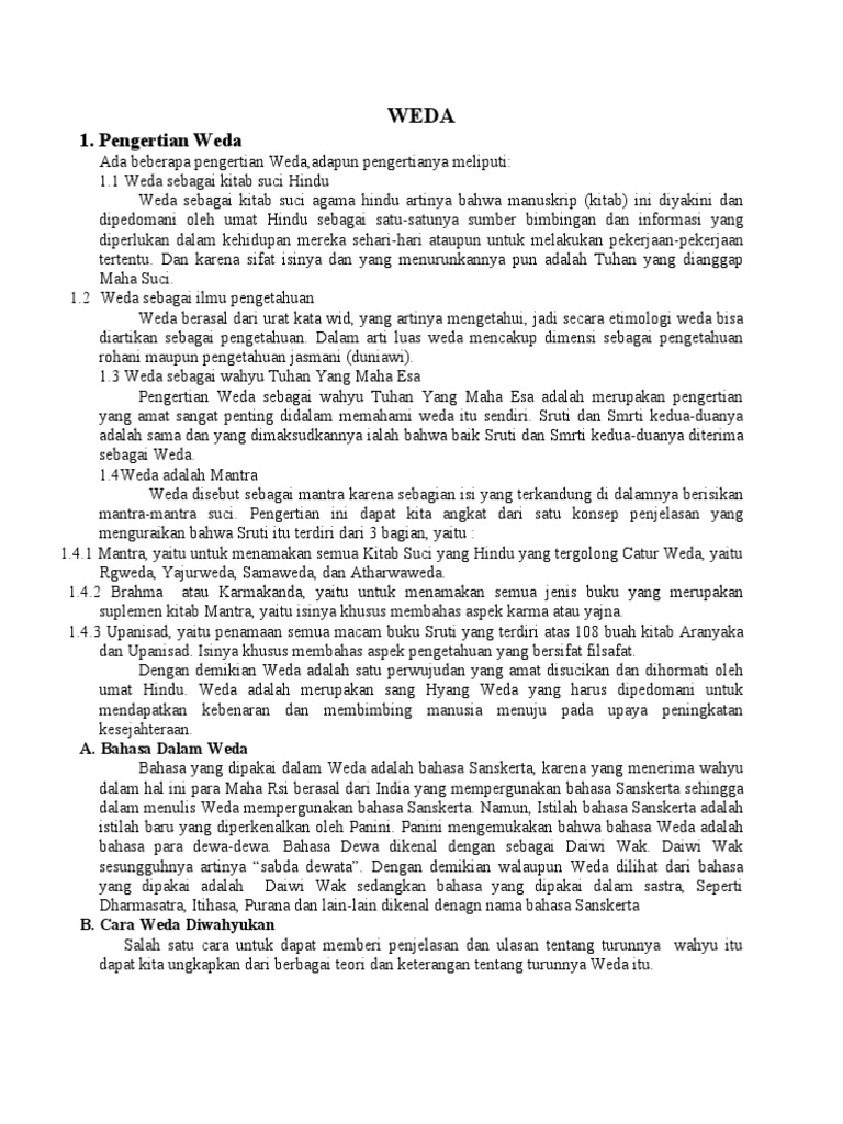 Pengertian Weda | PDF | Agama & Spiritualitas