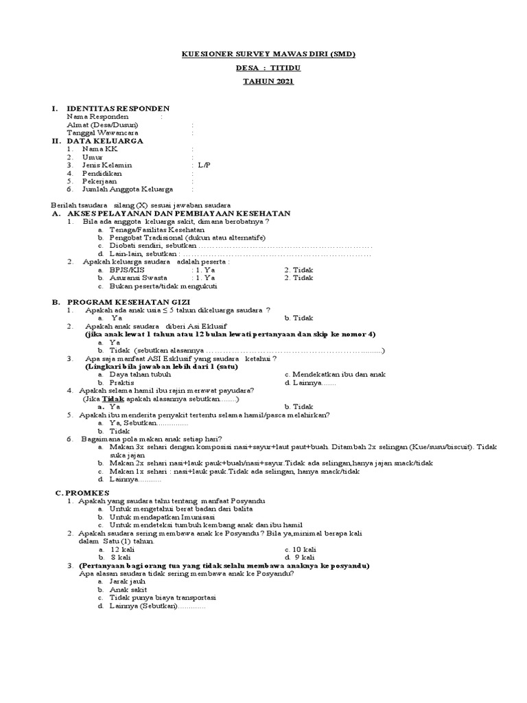 Kuesioner SMD | PDF | Kesehatan Holistik