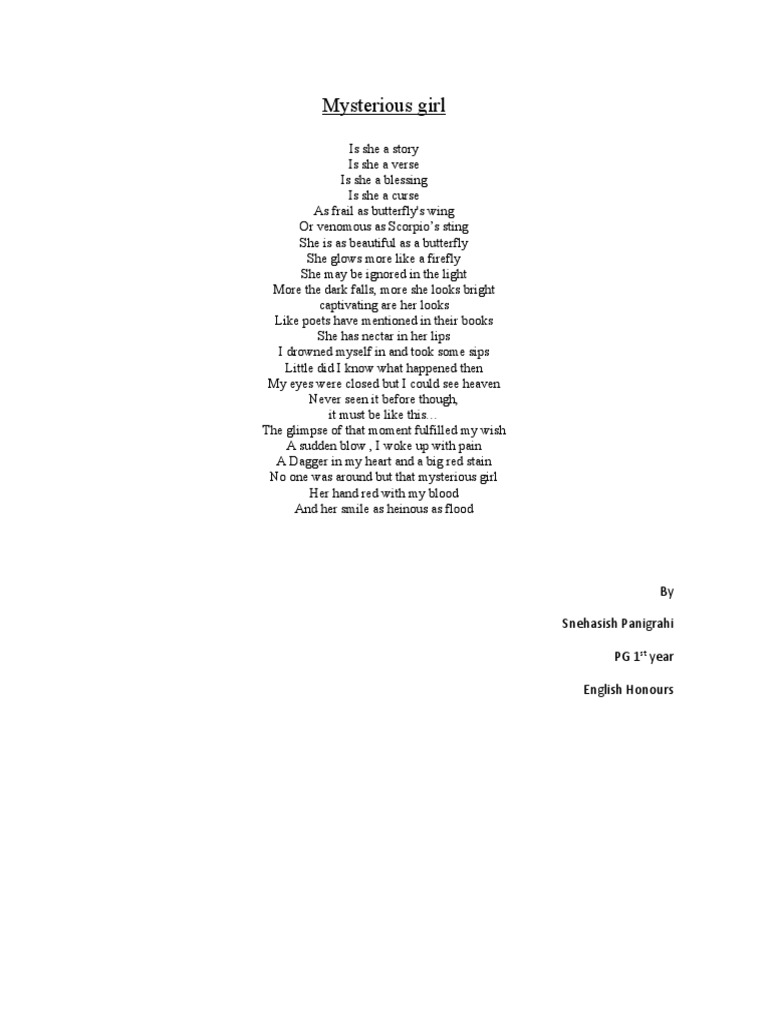 Mysterious girl poem