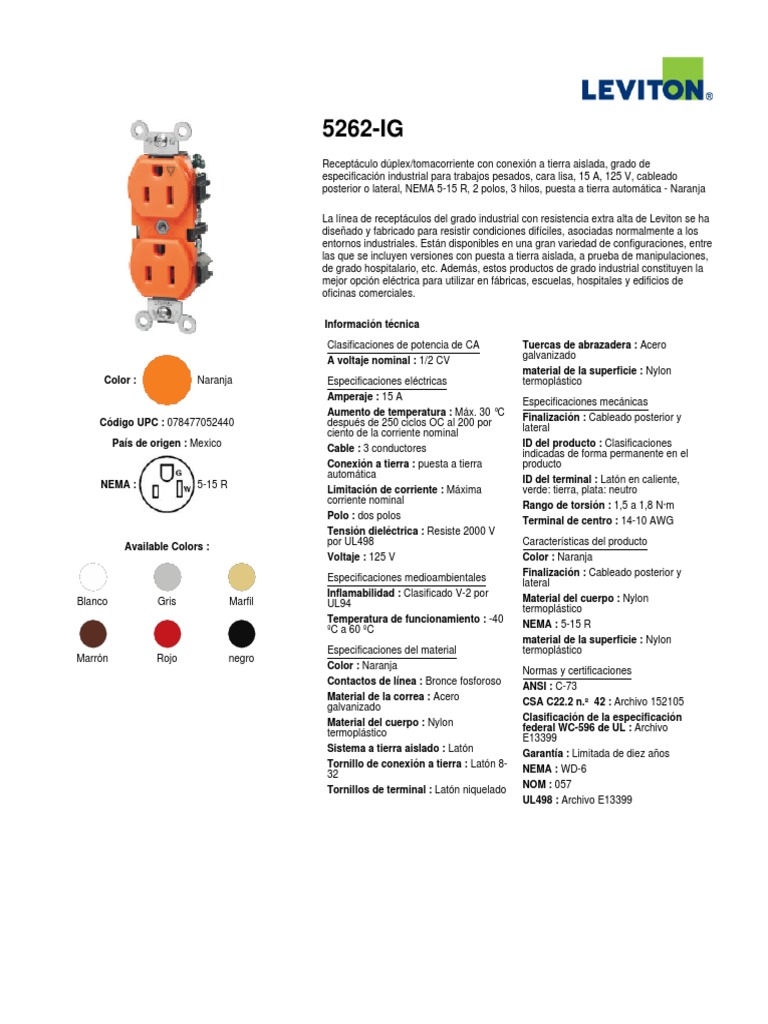 Product Spec or Info Sheet - 5262-IG | PDF | Tierra | Cantidades fisicas