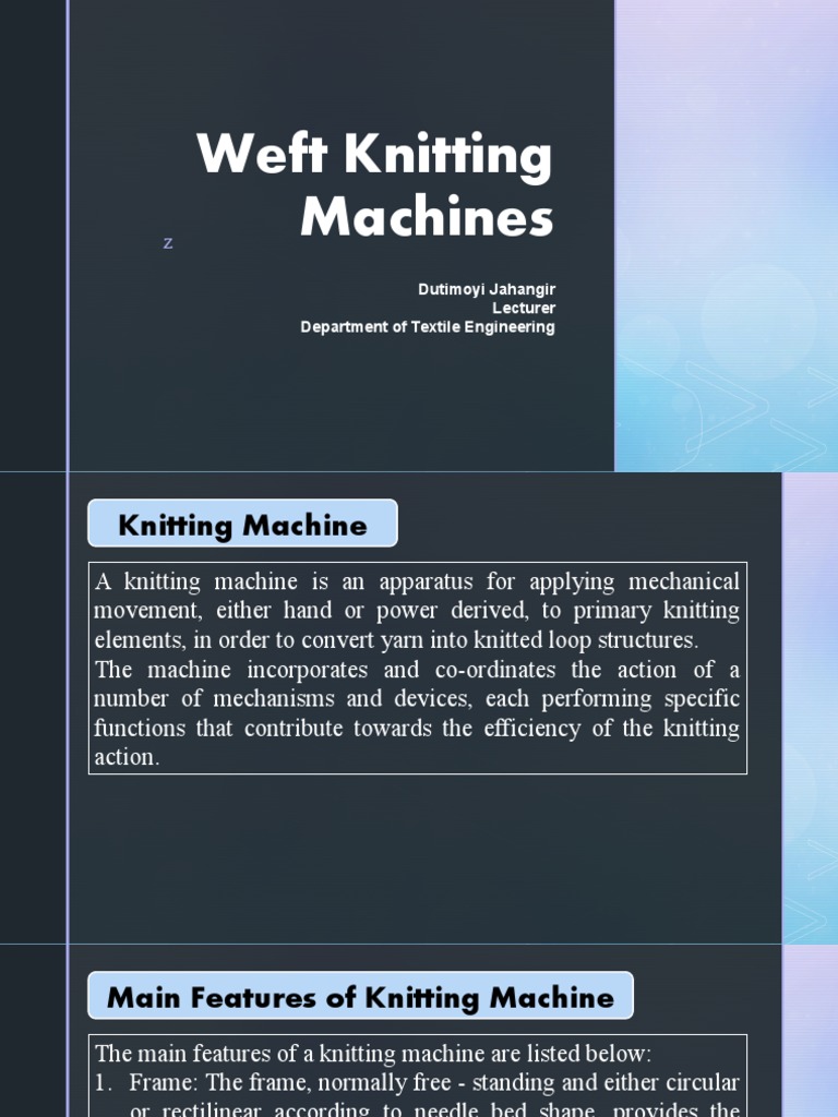 Weft Knitting Machines | PDF | Gauge (Knitting) | Knitting