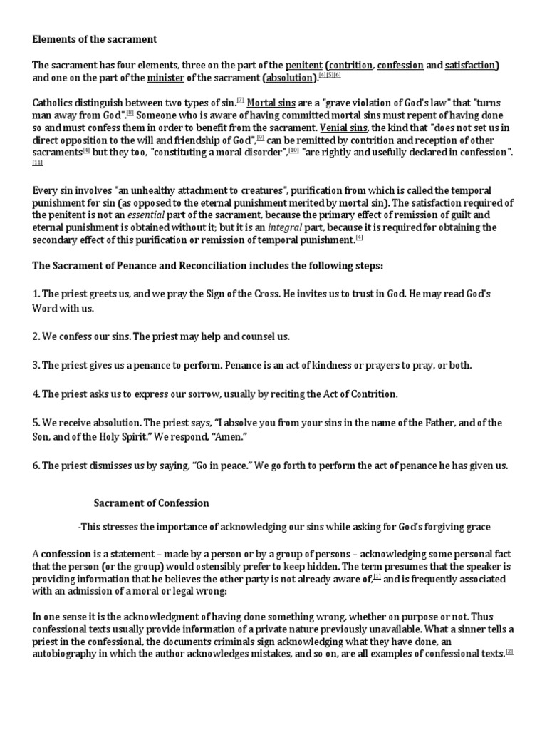 Elements of the Sacrament of Penance | PDF | Confession (Religion ...