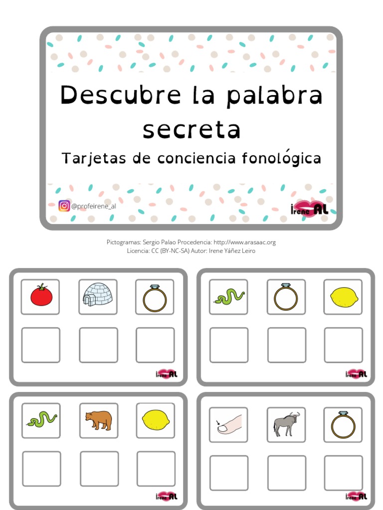 Tarjetas de Conciencia Fonológica | PDF | Ciencias sociales | Hogar ...