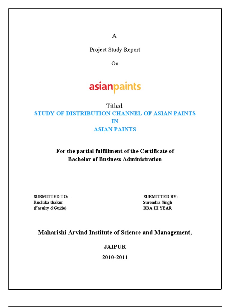 Asian Paints Distribution Channel Study | PDF | Retail | Marketing