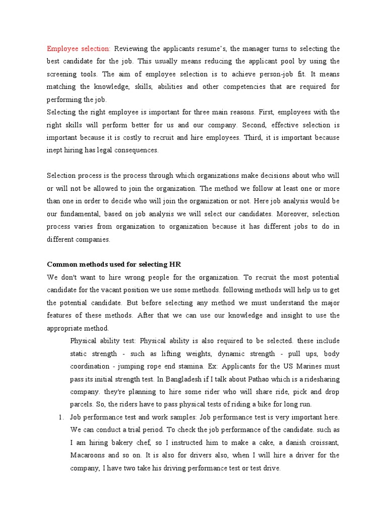 Employee Selection:: Common Methods Used For Selecting HR | Download ...