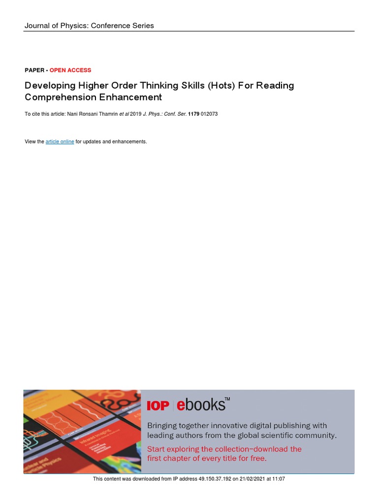 Enhancing Reading Comprehension with HOTS | PDF | Reading Comprehension ...