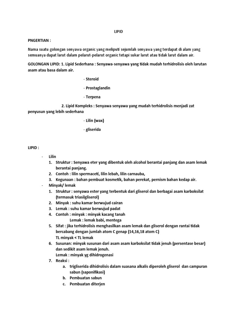 Bahan Mind Map Lipid | PDF