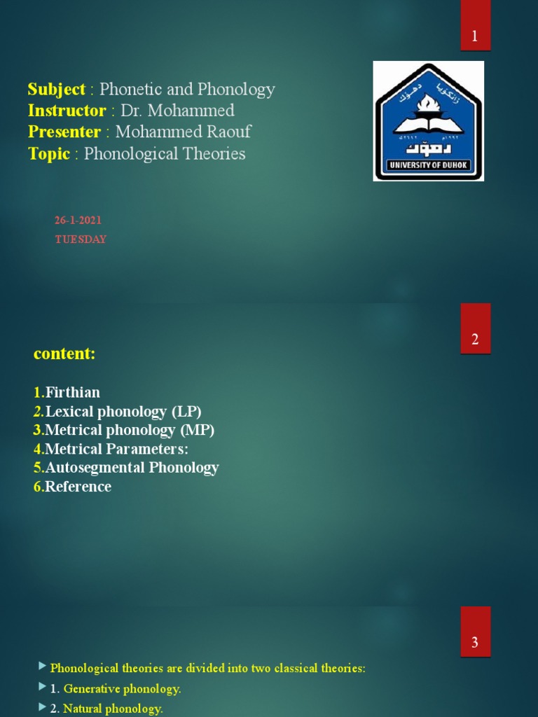 Phonology Theory Presentation. | PDF | Phonology | Stress (Linguistics)