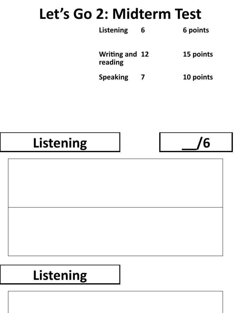KIDS-BEGINNER-80-let - S Go 2 - MIDTERM TEST | PDF