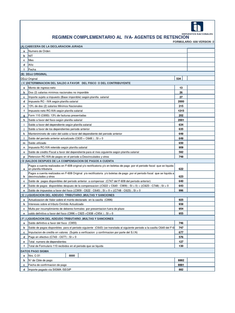 Formulario 608 (1) Actualizado | PDF | Impuestos | Esfera pública