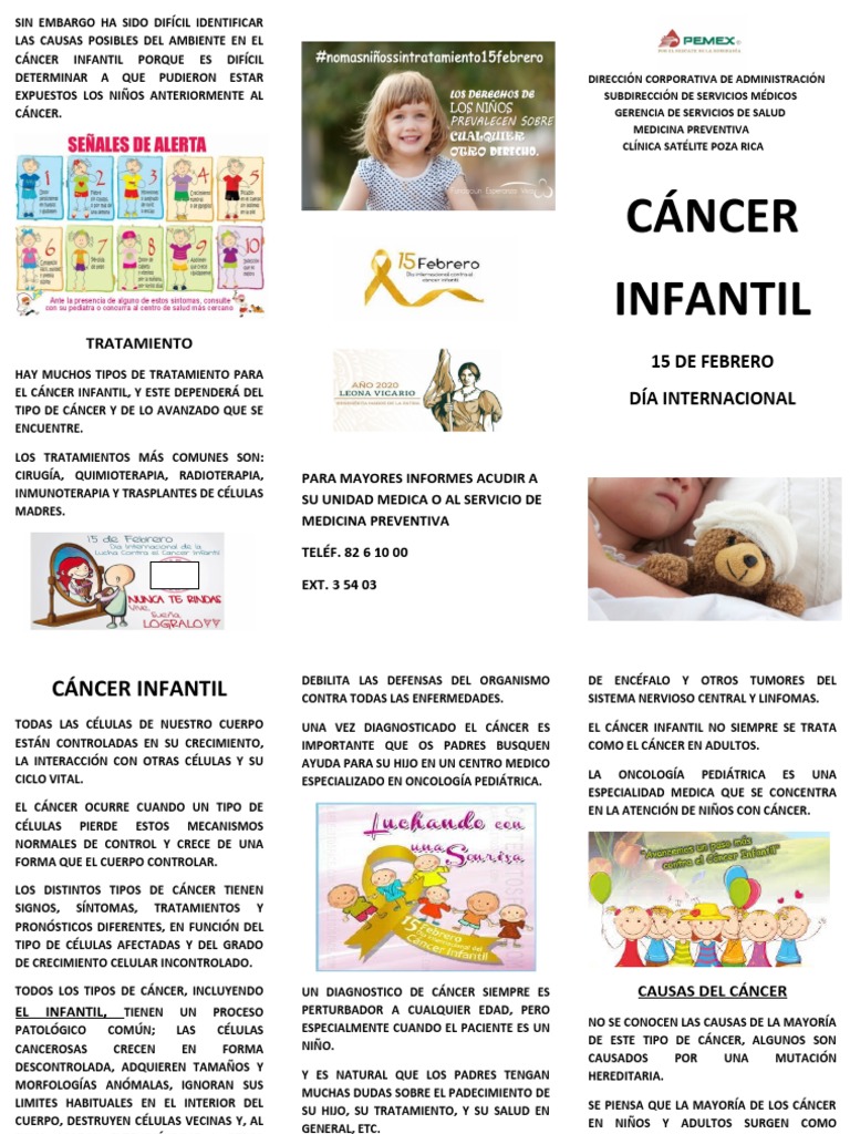 Triptico Cancer Infantil 2019 Nvo. | PDF | Cáncer | Cuidado de la salud